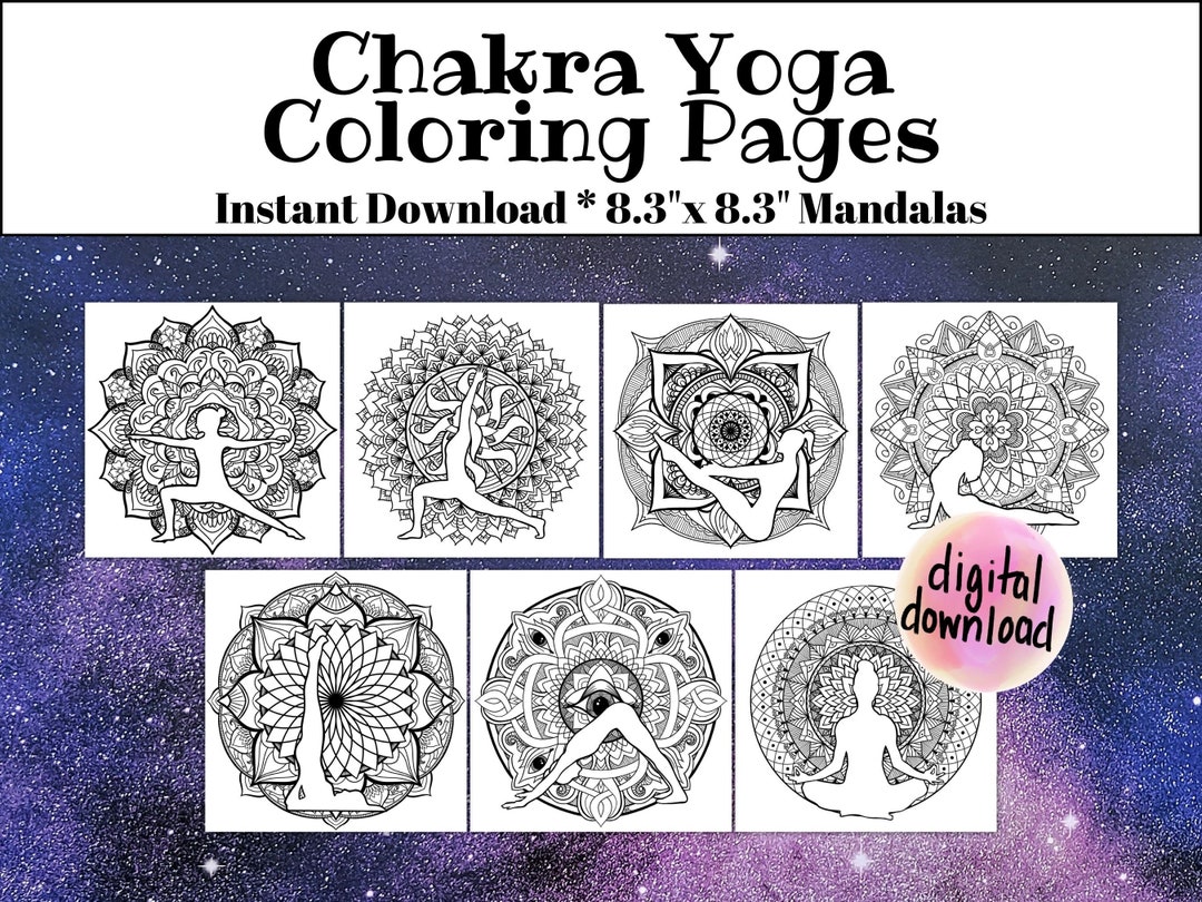 Seven Chakra Yoga Coloring Page Set, Instant Download, Yoga Poses ...
