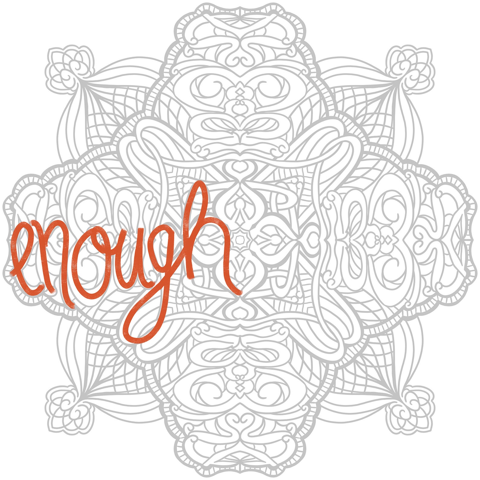 Word of the Year, 'enough,' Coloring Page, Instant Download, Coloring ...