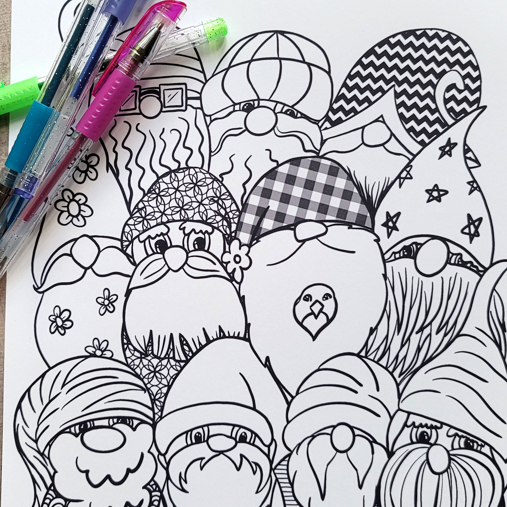 Coloring Page 'gnomes' | Instant Download | Print at Home | Color and ...