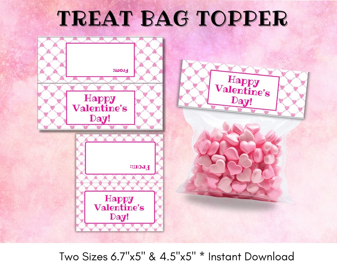 Valentine's Bag Topper, Treat Topper, Cookie Bag Topper, Goodie Bag ...