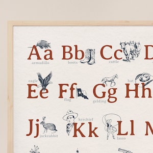Printable Western Alphabet Poster, Cowboy Abcs Print, Western Nursery ...