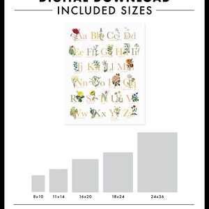Printable Floral Alphabet Poster, Botanical Abcs Print, Flower Nursery ...