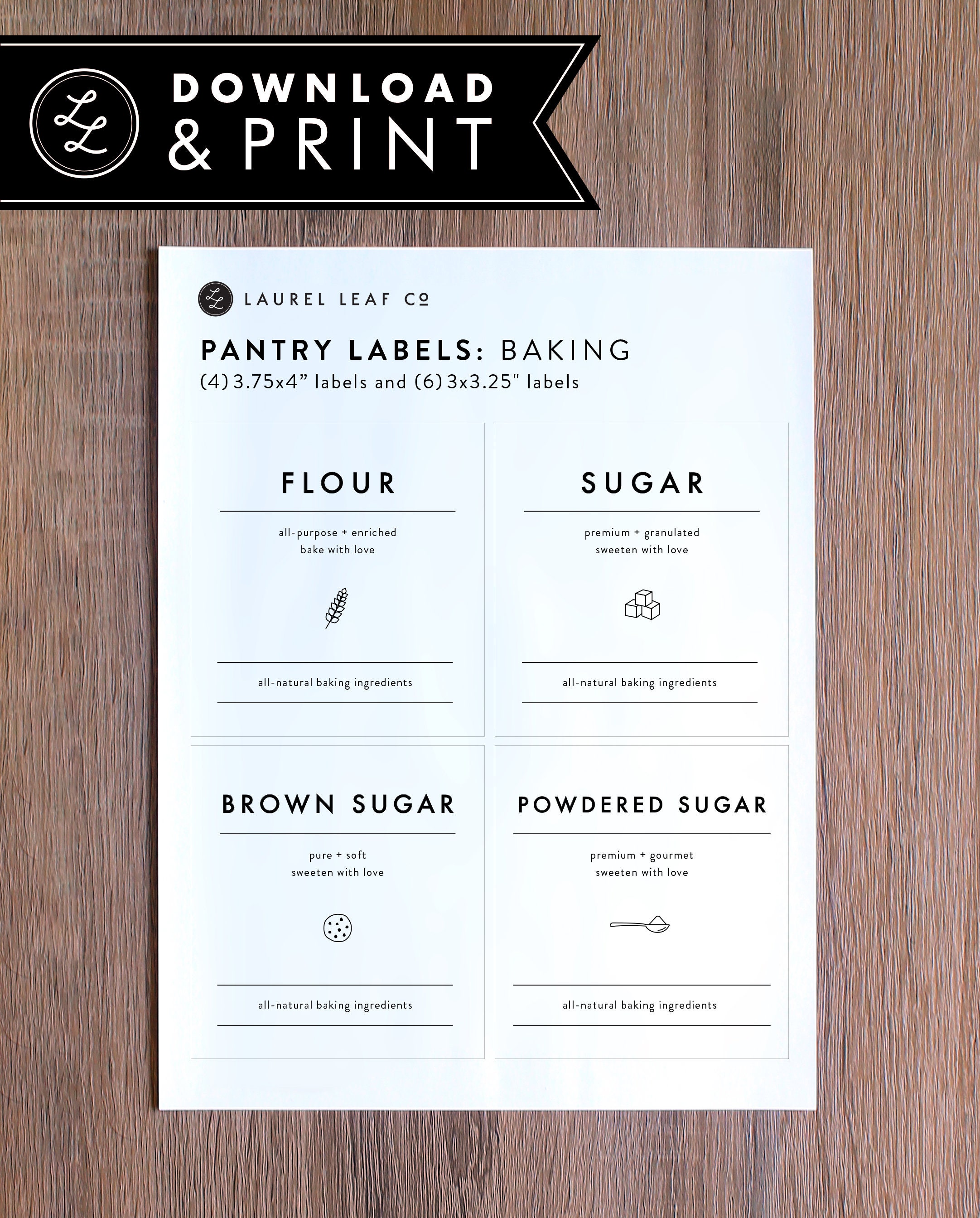 Printable Pantry Baking Labels 10 Pack Digital Download | Etsy