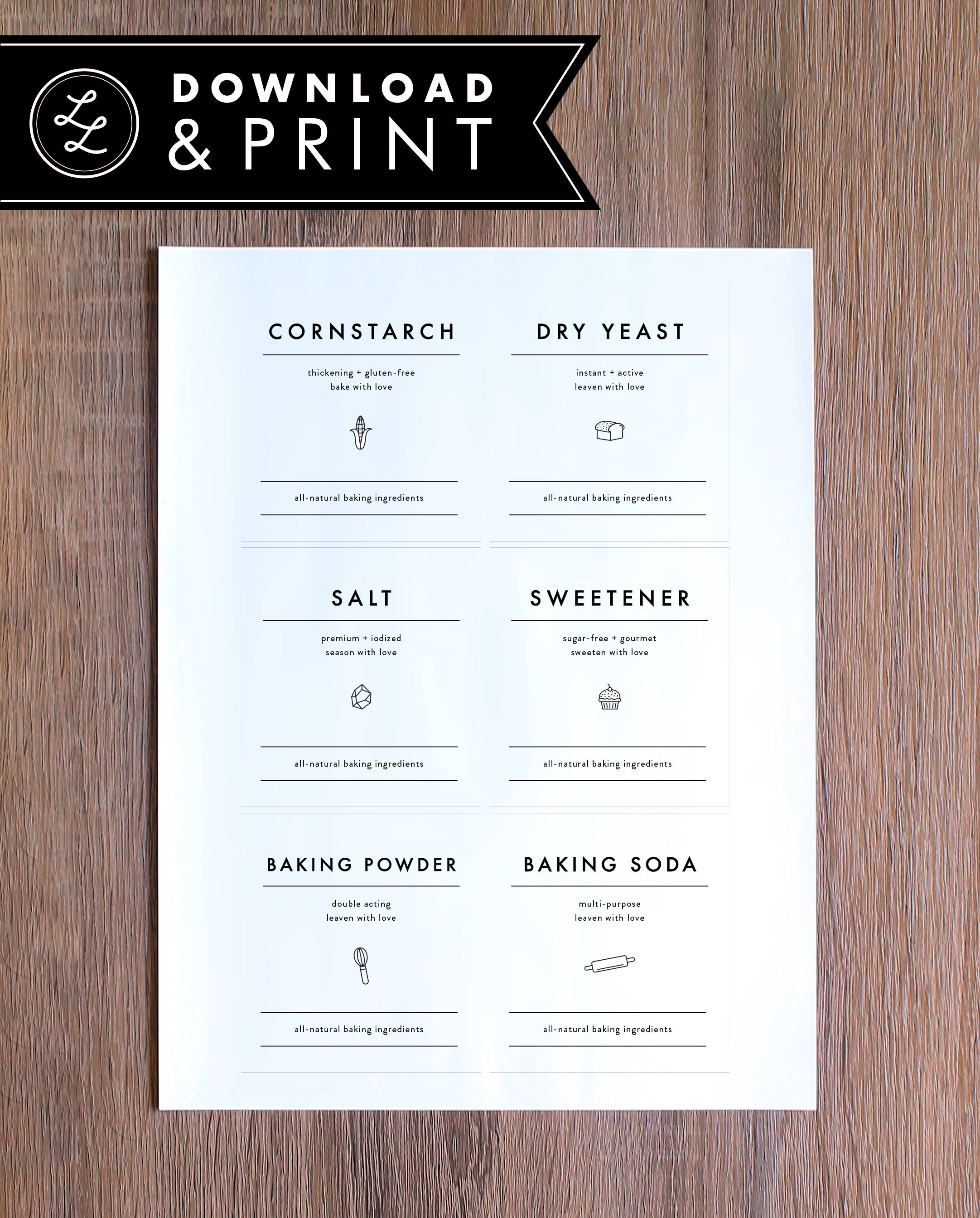 Printable Pantry Baking Labels 10 Pack Digital Download | Etsy