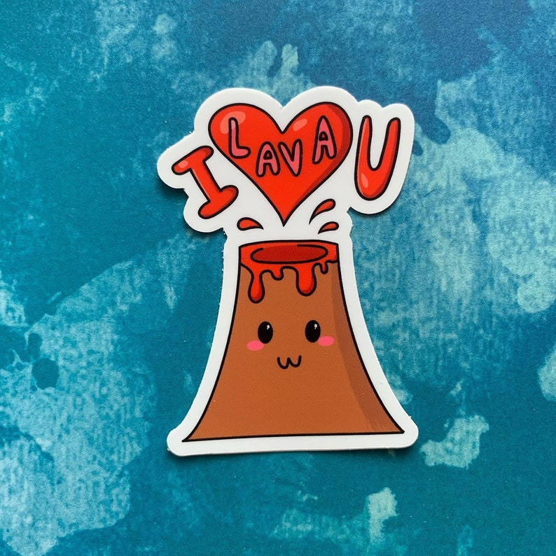 I Lava You Weather Proof Sticker Cute Valentine Day Pun | Etsy