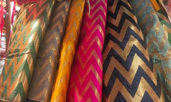 Zig Zag Silk Zari Work Made Brocade Skirt for Women for - Etsy