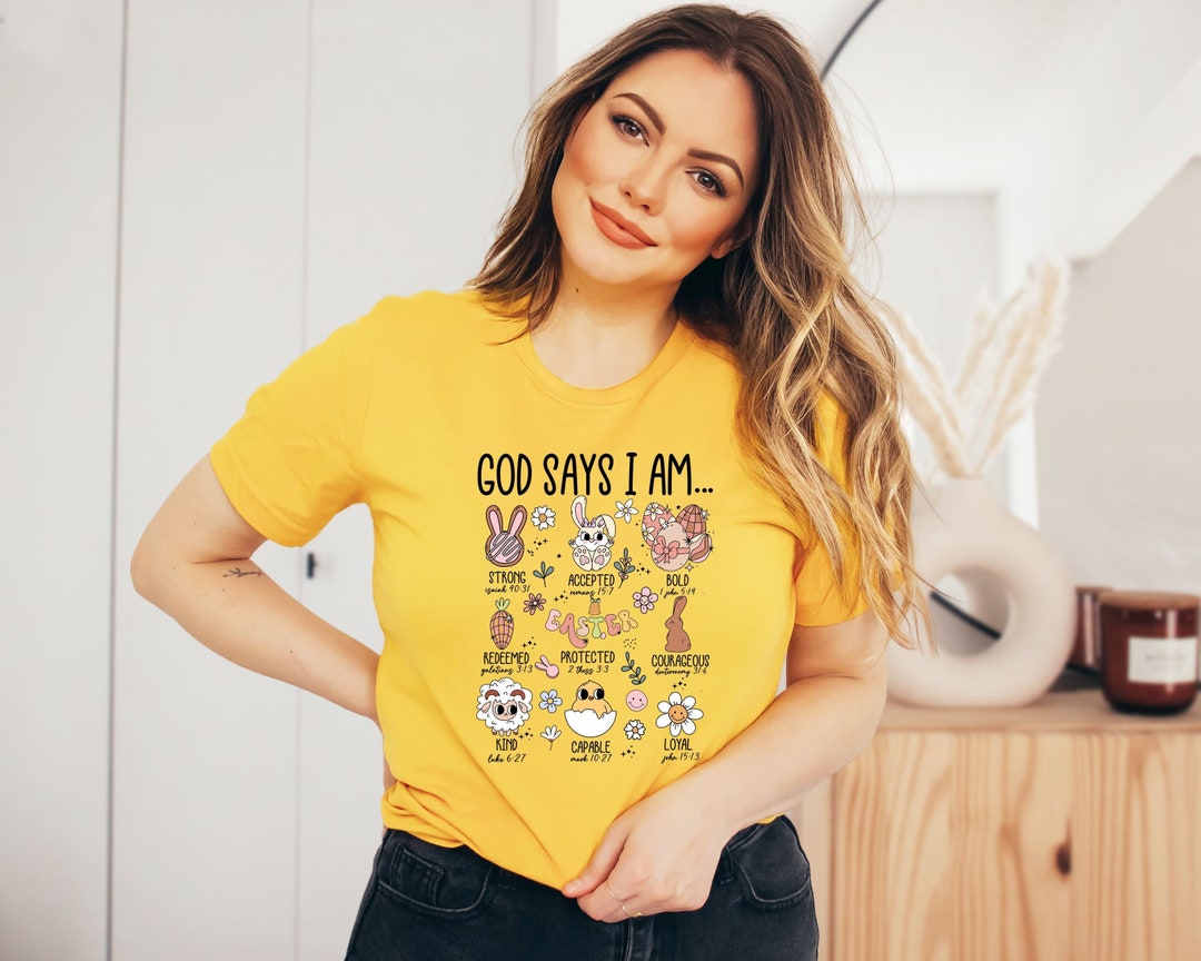 Easter Bunny Bible Verse Shirt, God Says I Am Strong Accepted Bold ...