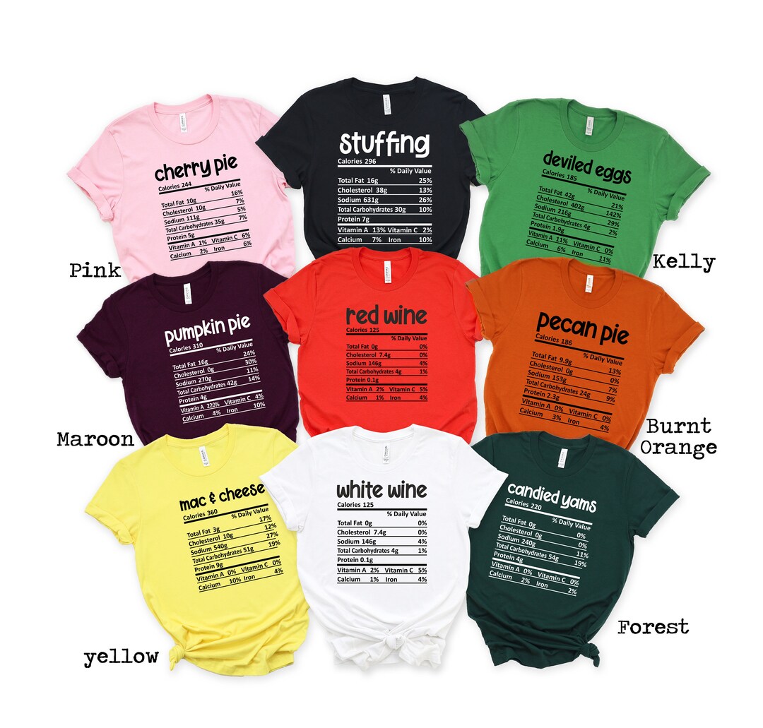 Nutrition Thanksgiving Food Shirts, Thanksgiving Shirts, Thanksgiving ...