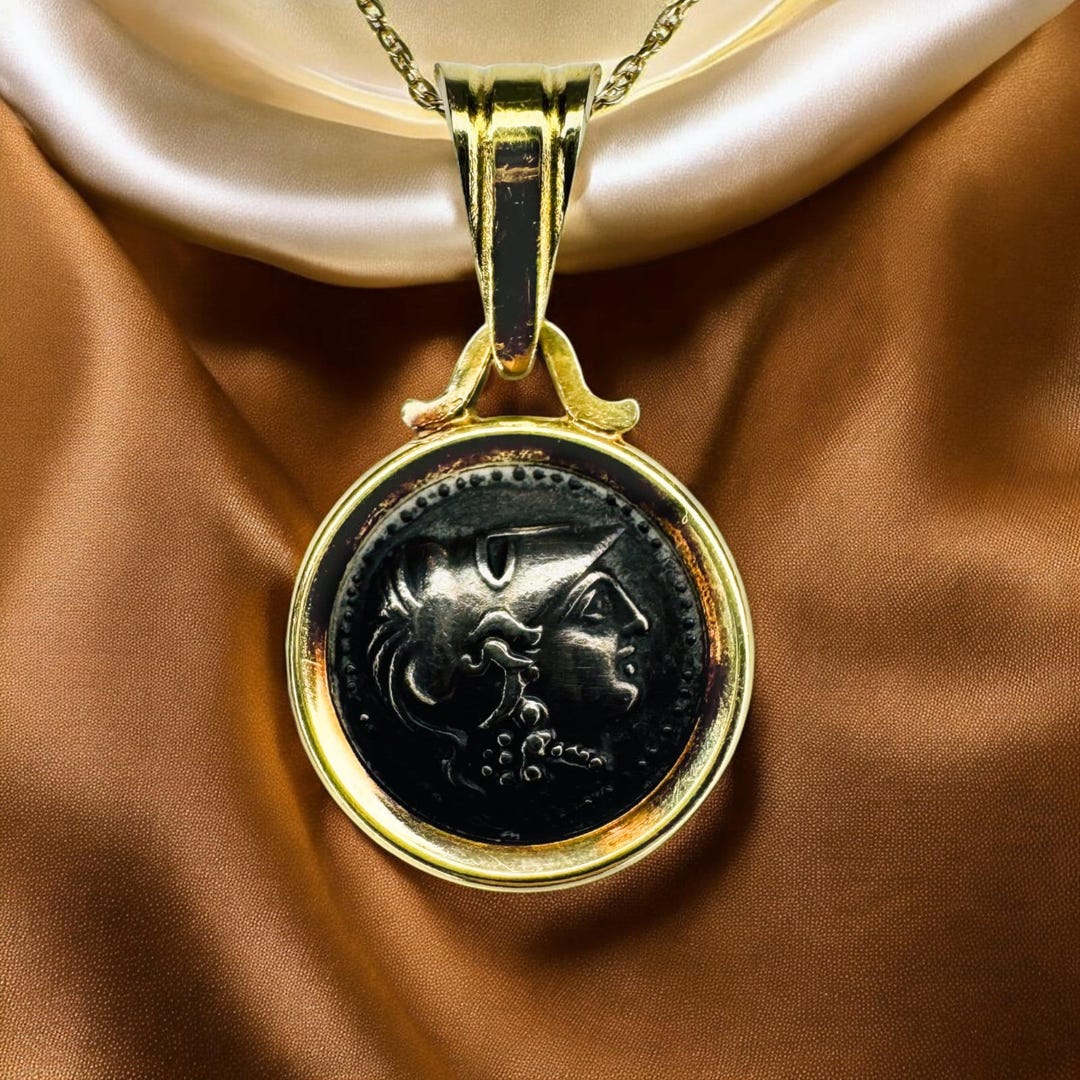 Antique 14k Gold Alexander III Coin Necklace: Goddess Athena Pendant - Etsy