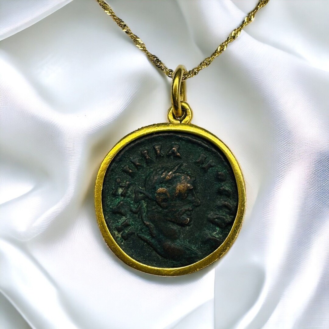 22k Gold Ancient Roman Coin Necklace 24 Alexandria Egypt Maximianus ...
