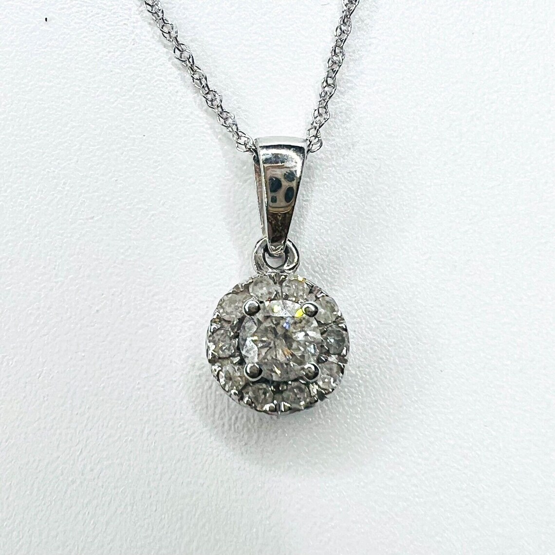 14k White Gold .25ctw Natural Diamond Necklace 18 10k - Etsy