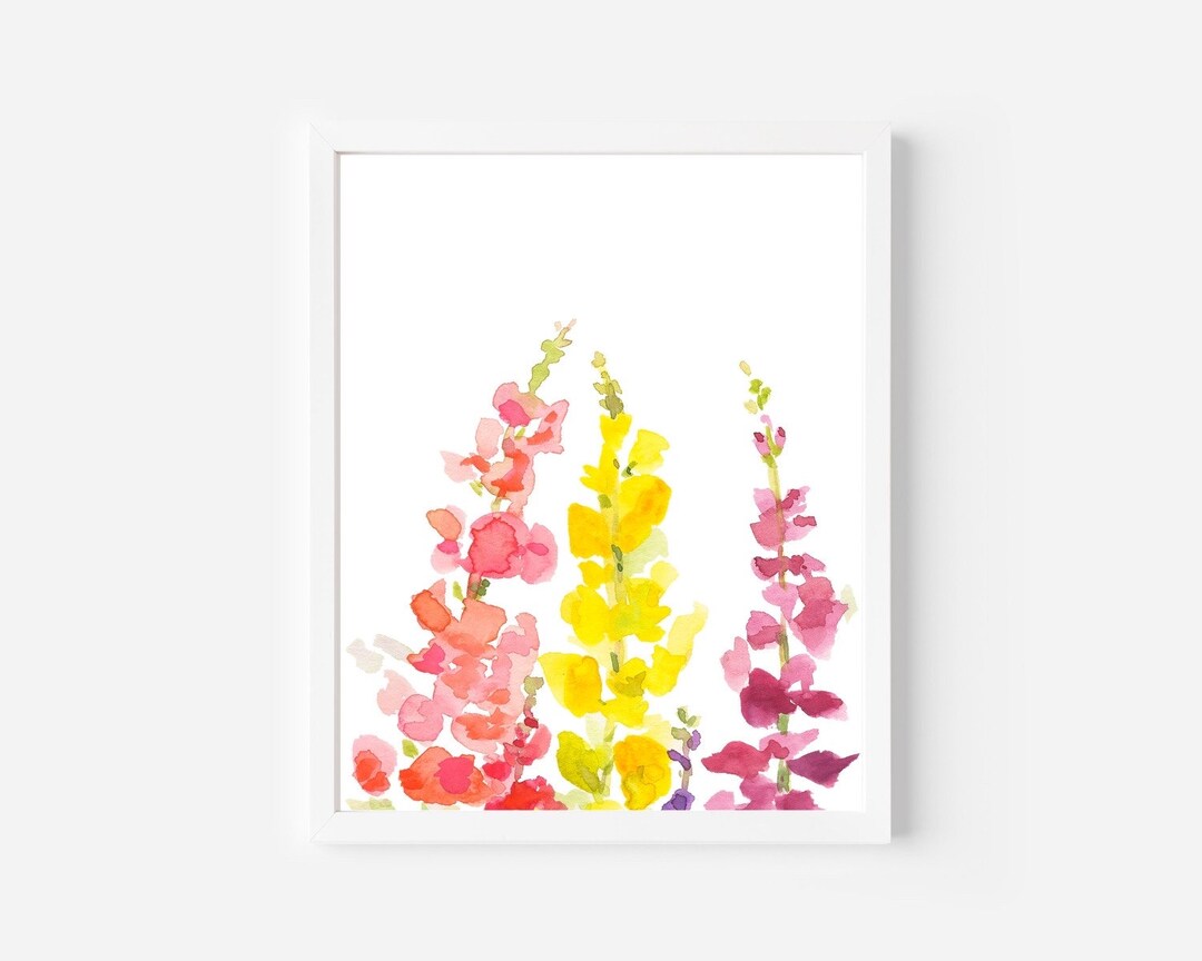 Floral Art Print Snapdragon Painting Watercolor Flowers - Etsy