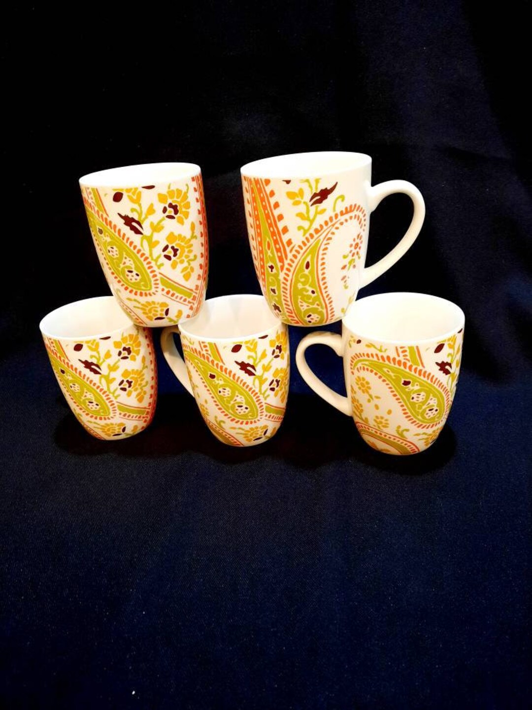 Rachael Rae Paisley Cups - Set of 5 Colorful 10 Ounce Capacity - Etsy