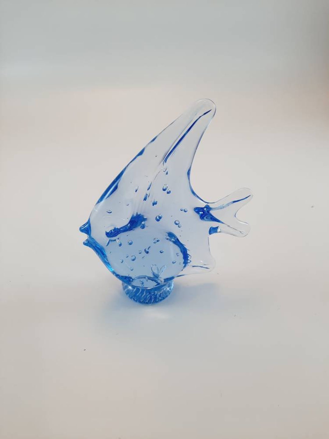 Blue Hand Blown Art Glass Angel Fish Figurine Paperweight 4 5/8" High ...