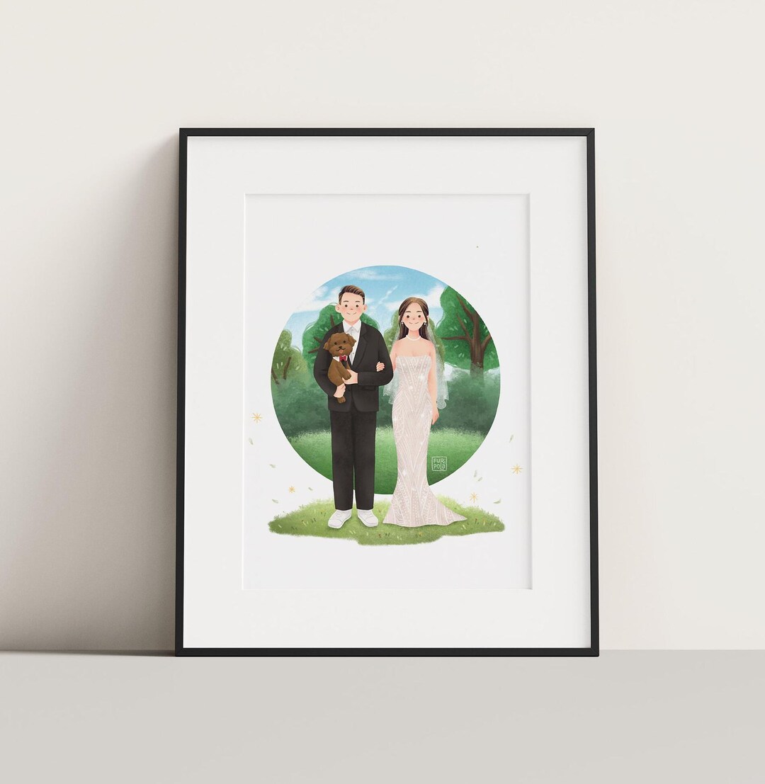 Custom Wedding Illustration - Personalized Hand Drawn Pencil Style ...