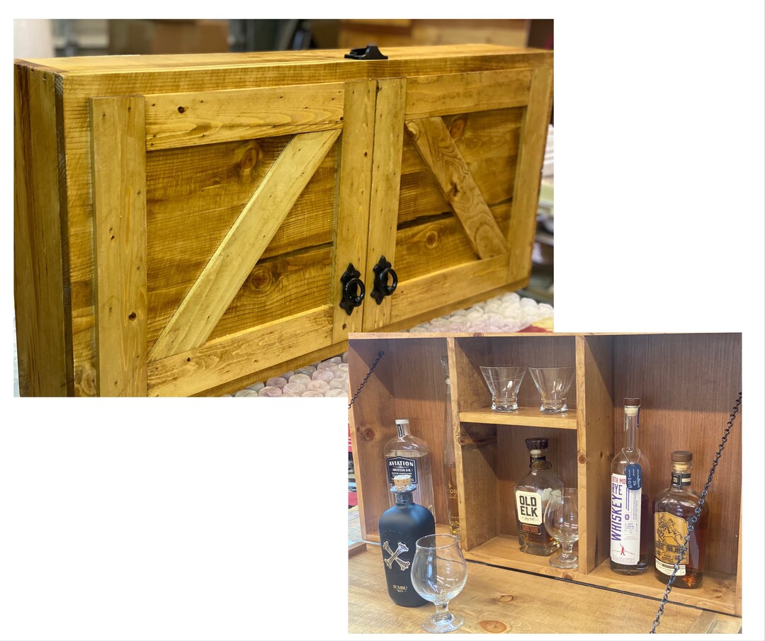 Rustic Murphy Bar Liquor Cabinet Wine Rack Wall Mounted Home Bar ...