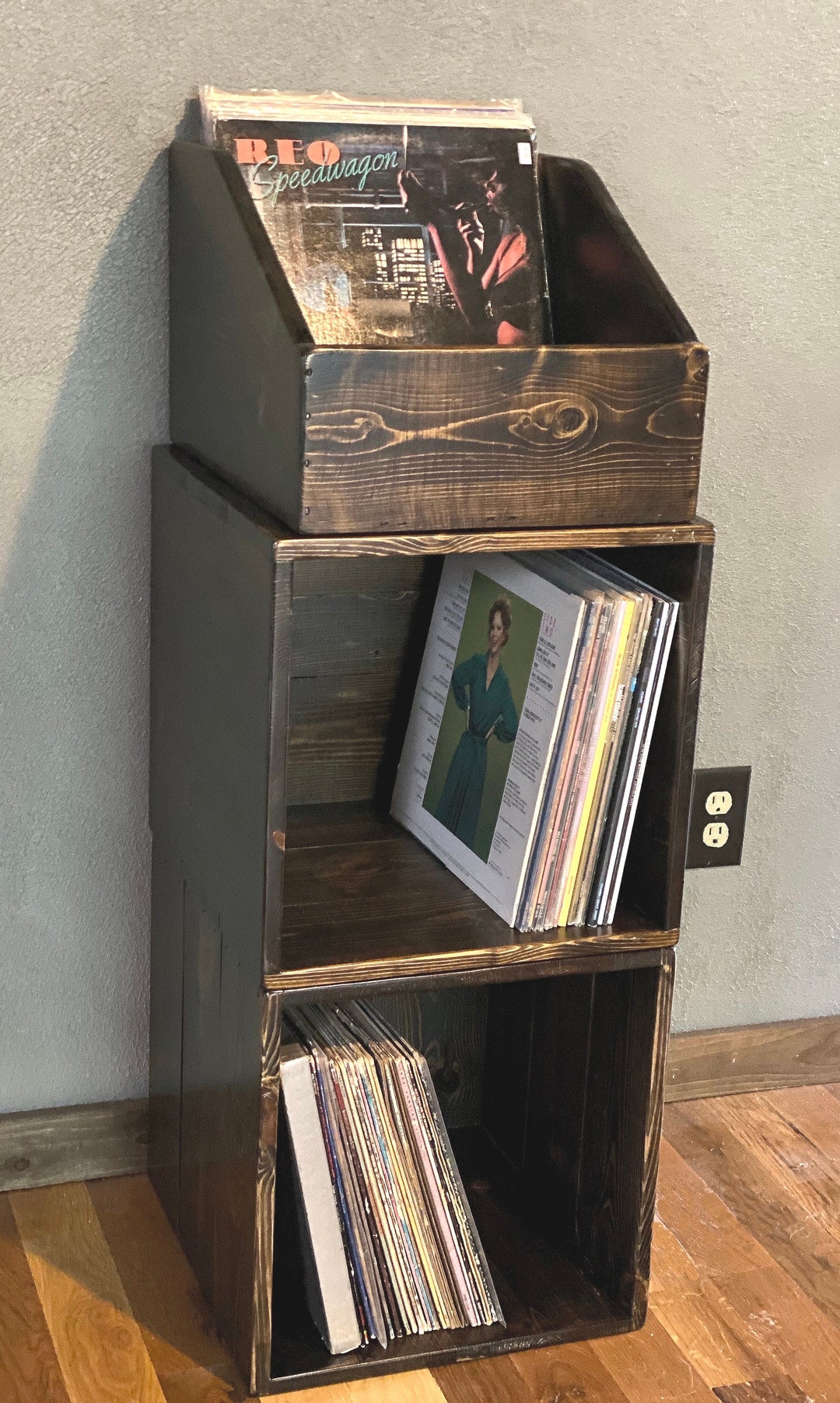 Vinyl Record Storage Cube Stackable Record Crate Record Player Stand ...