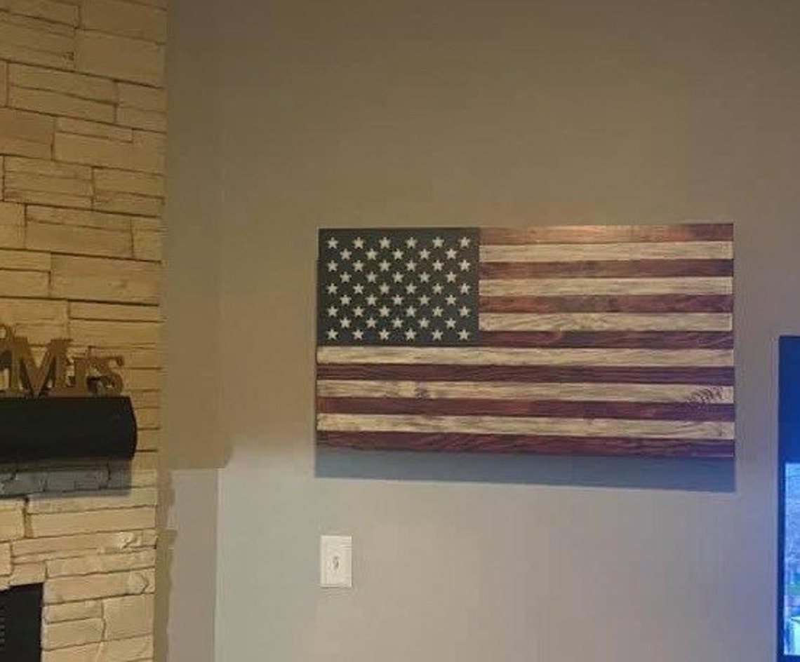 American Flag Liquor Cabinet | Whiskey Cabinet | Speakeasy Style Bar ...