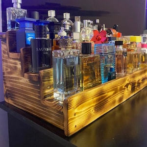 Reclaimed Wood Fragrance Display Shelf | Bathroom Vanity Organization ...