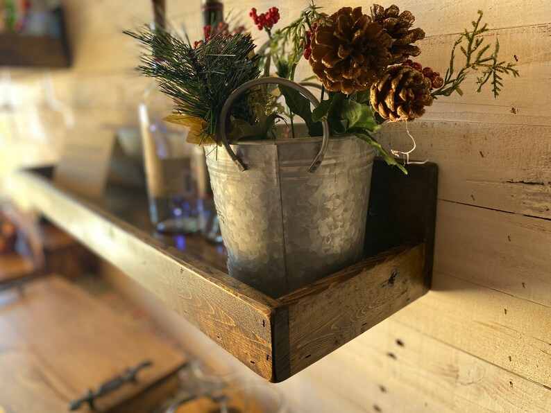 Reclaimed Wood Bar Shelf 8 Deep Bottle Display - Etsy