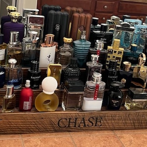 Reclaimed Wood Fragrance Display Shelf | Bathroom Vanity Organization ...