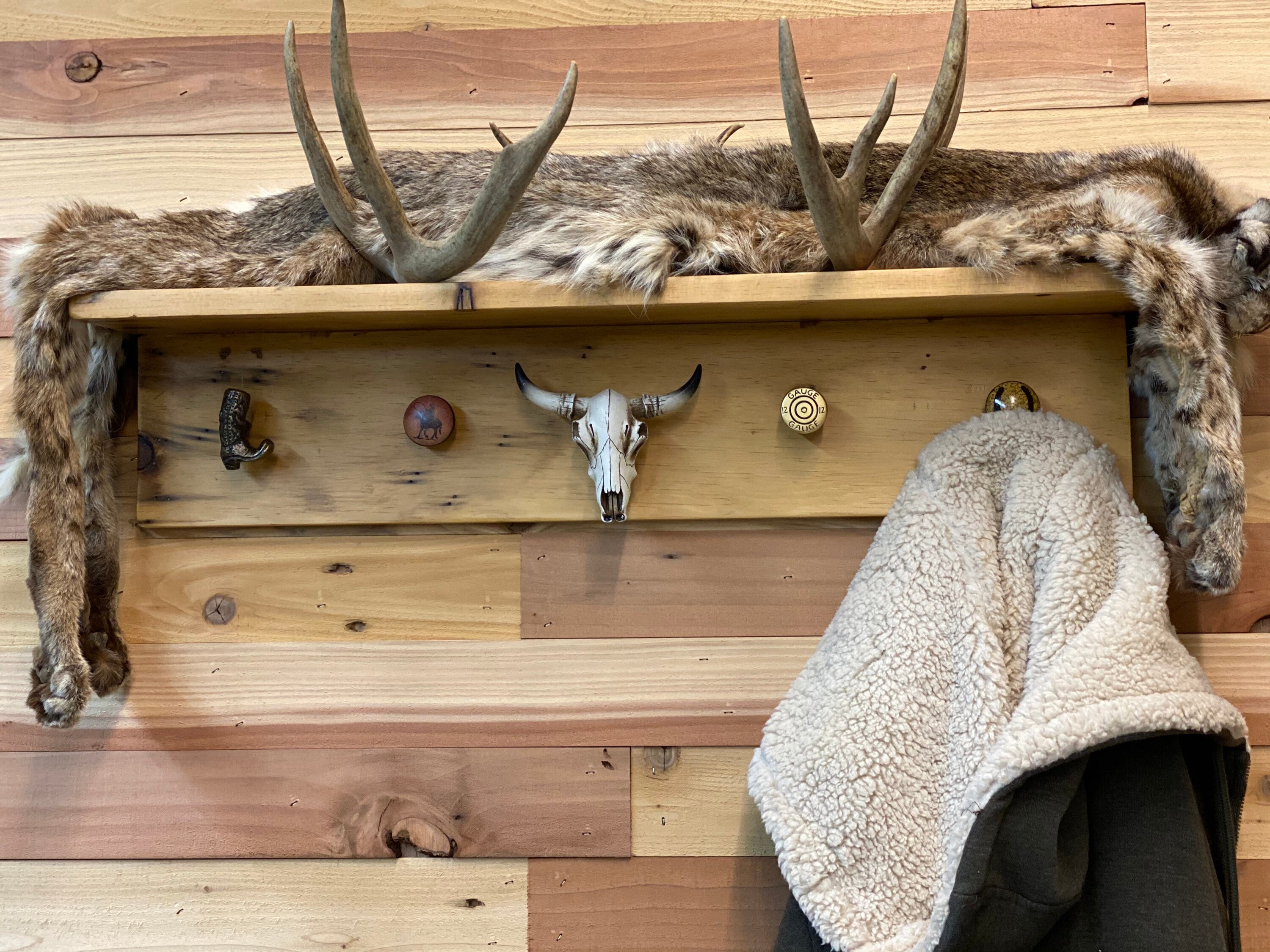 Rustic Wood Shelf With Western Ranch Knobs; Reclaimed Wood Coat Rack ...