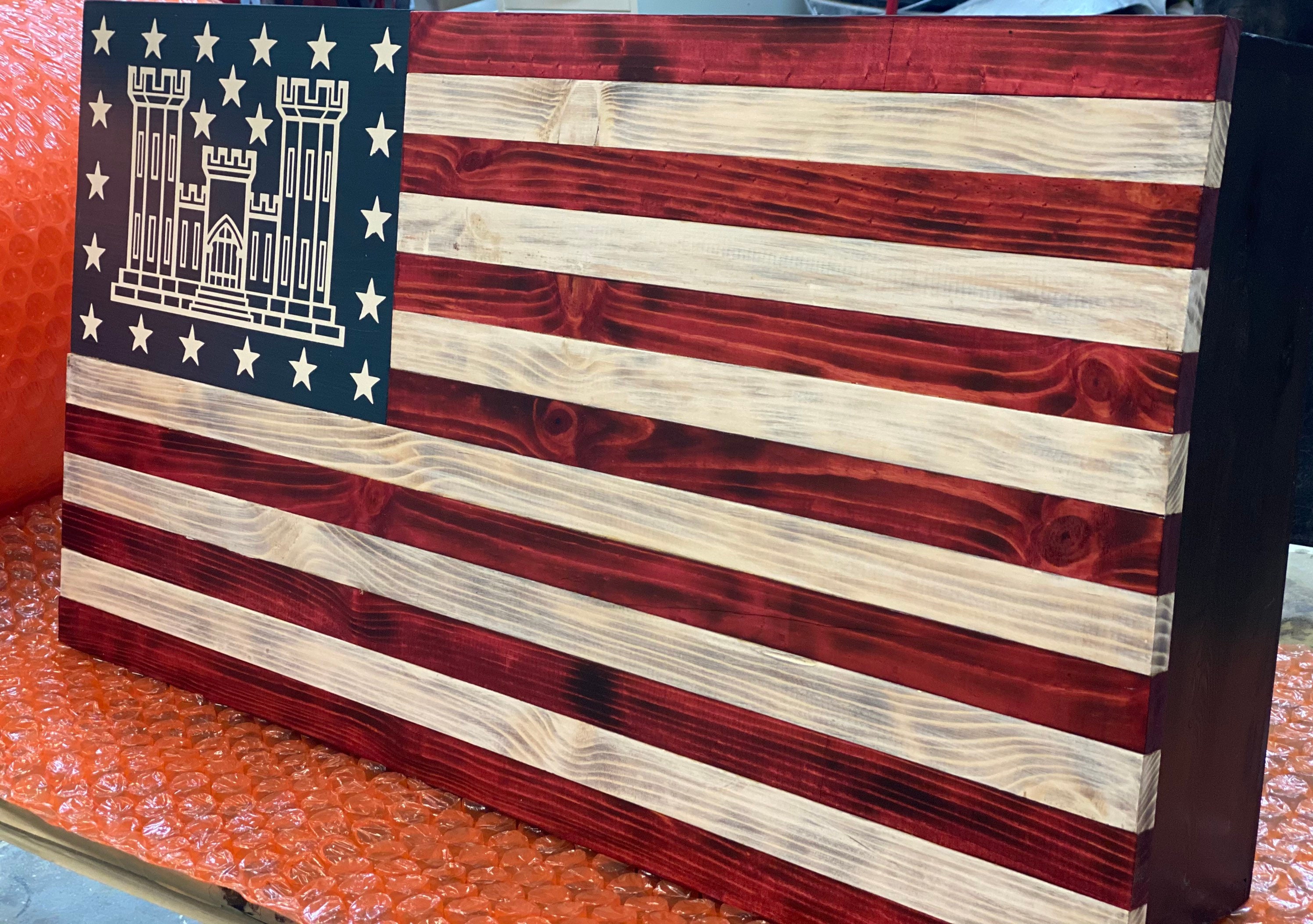 American Flag Liquor Cabinet | Whiskey Cabinet | Speakeasy Style Bar ...