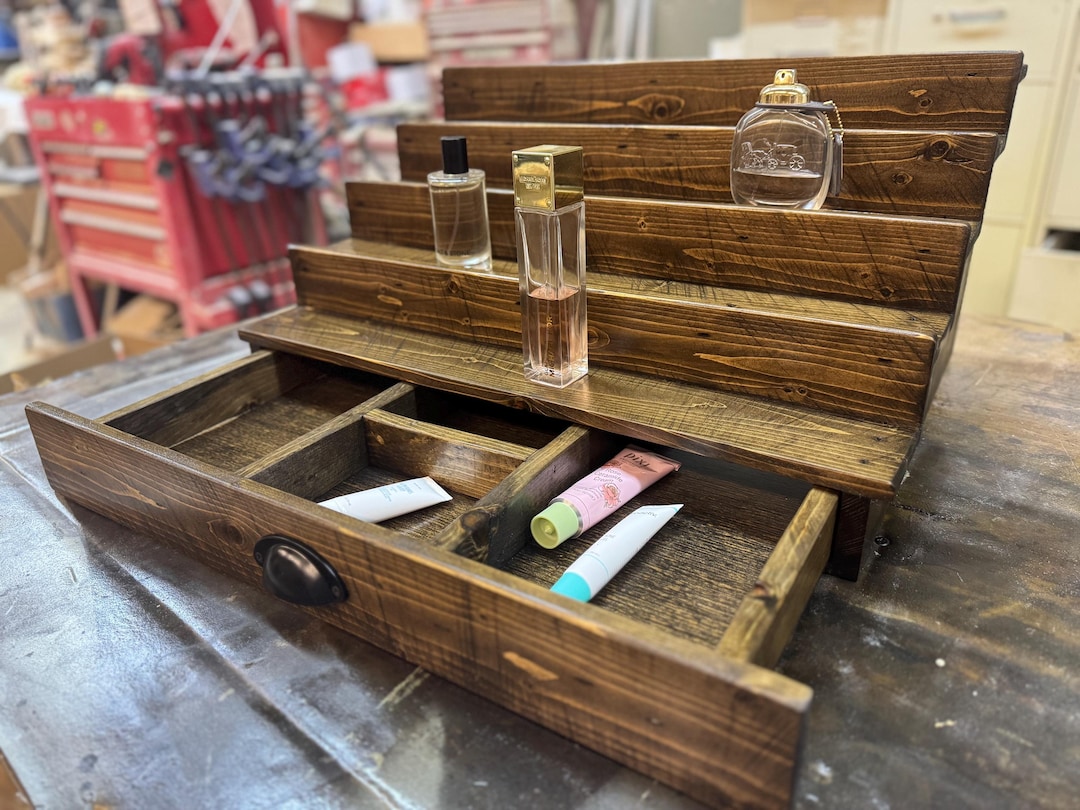 Deep Shelf Cologne and Perfume Display Rack With Storage Drawer ...