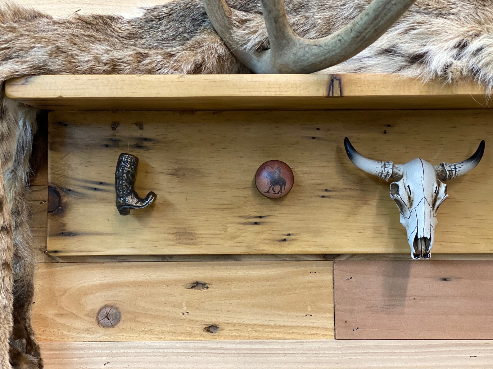 Rustic Wood Shelf With Western Ranch Knobs; Reclaimed Wood Coat Rack ...
