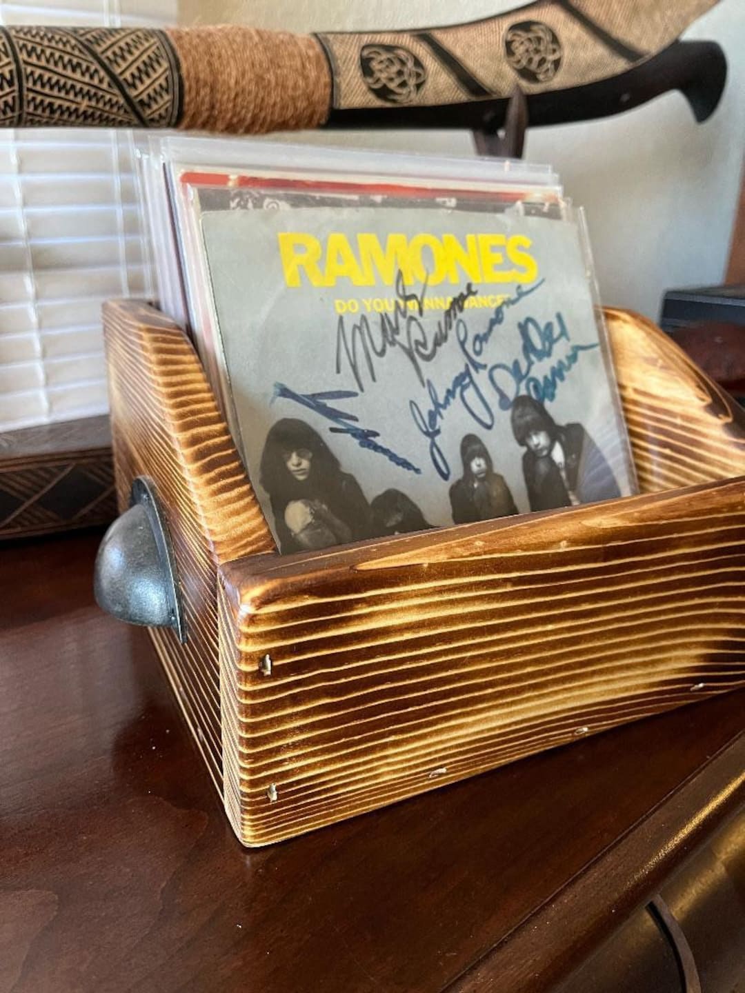 Reclaimed Wood 7” Record Mini Storage Box | Rustic 45 RPM Vinyl Record ...