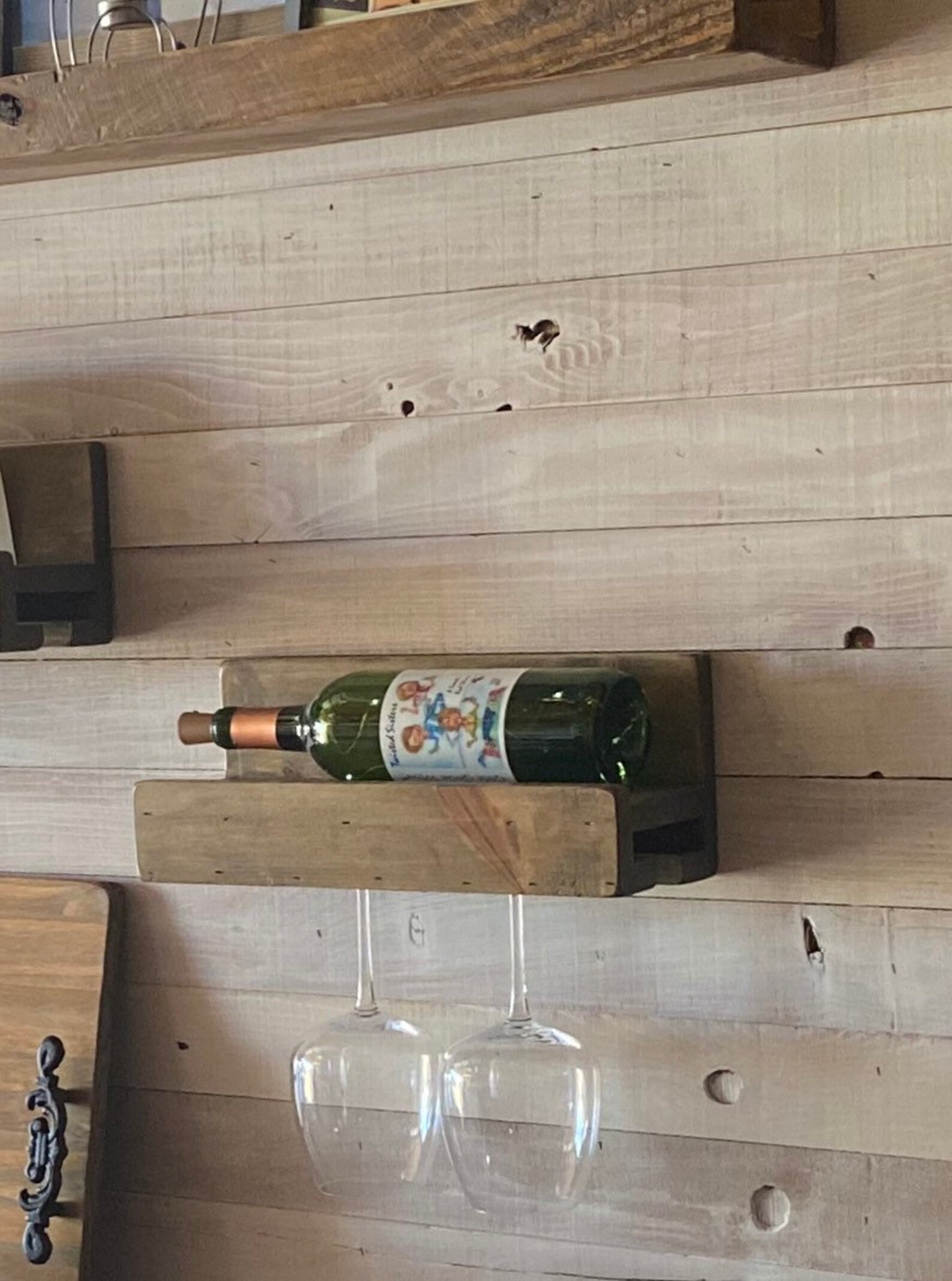 Reclaimed Wood Wine and Glass Rack Rustic Wine Bottle Holder | Etsy