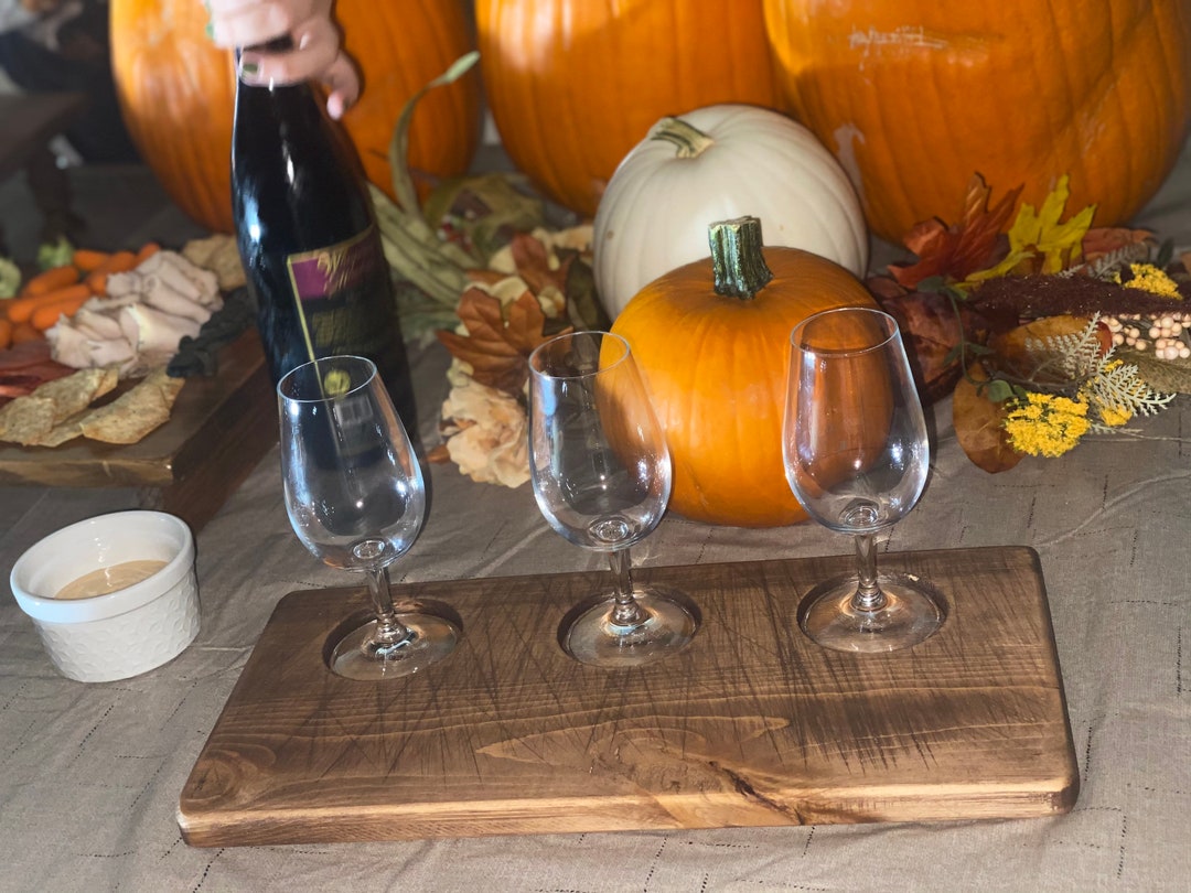Rustic Large Pour Flight and Mini Charcuterie With (3) 7oz INAO Lead ...