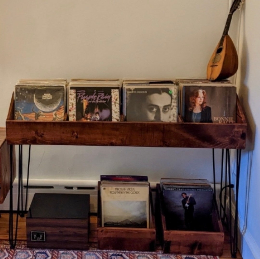 Vinyl Record Storage Stand Handcrafted Front Flip Record Display ...