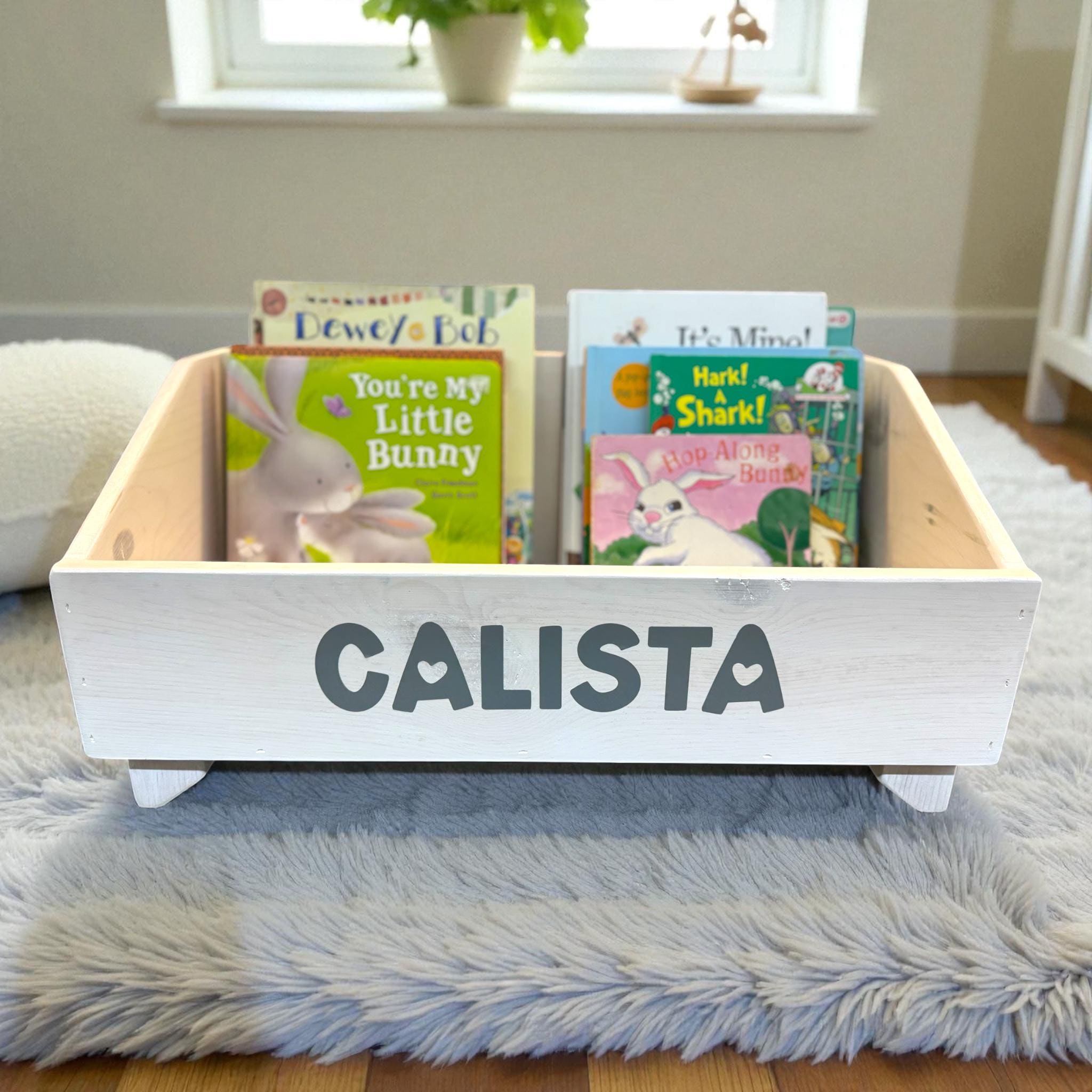 Large Footed Book Bin | Reclaimed Wood Book Box | Baby Shower Gift ...