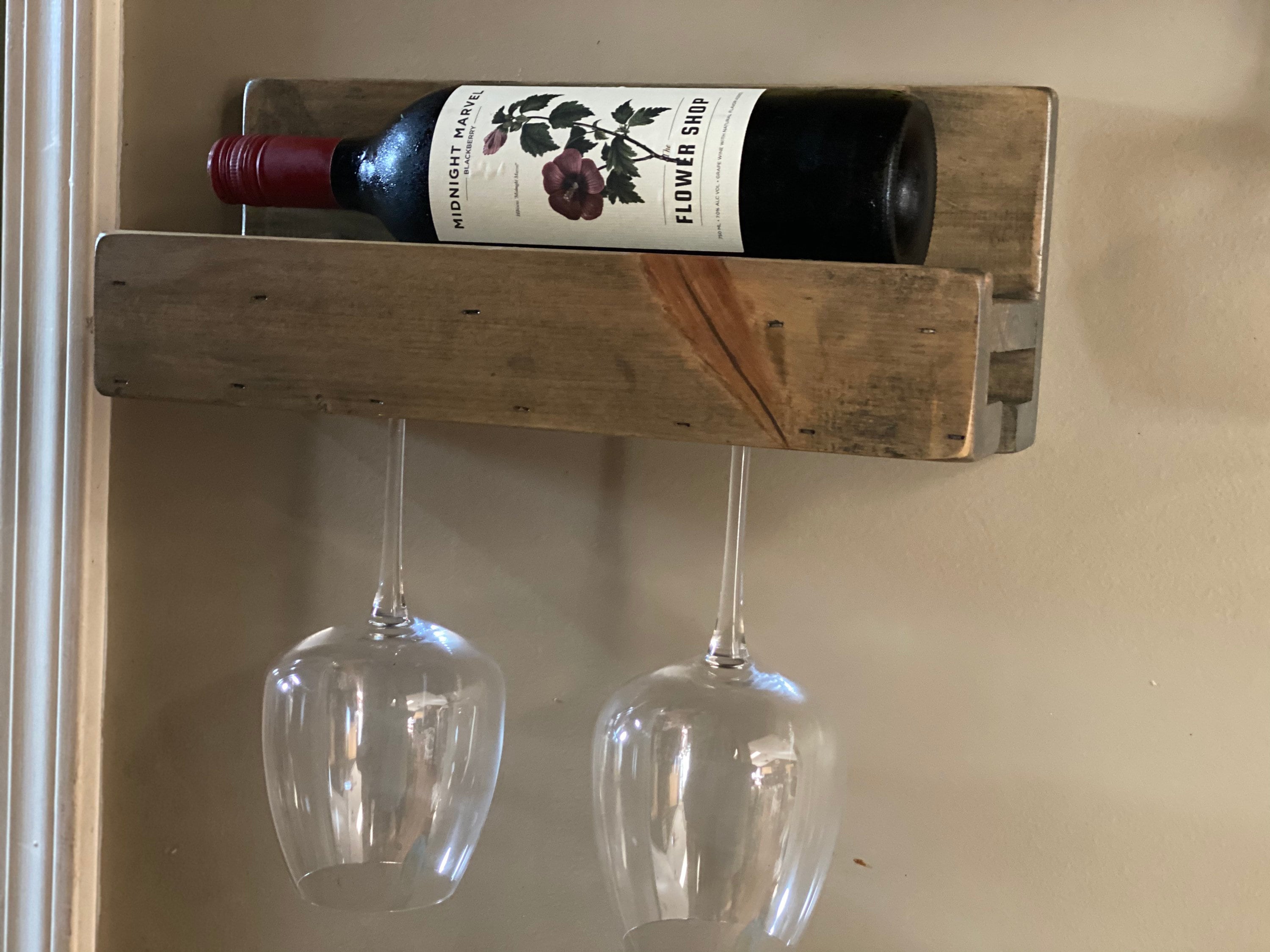 Reclaimed Wood Wine and Glass Rack Rustic Wine Bottle Holder | Etsy