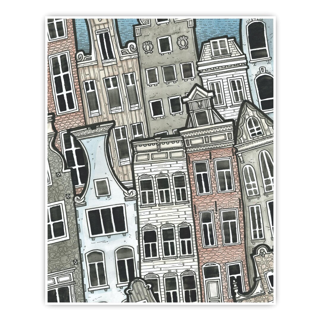 Row Homes of the Netherlands - - 8x10 Print - - (ink, Painting, Art ...