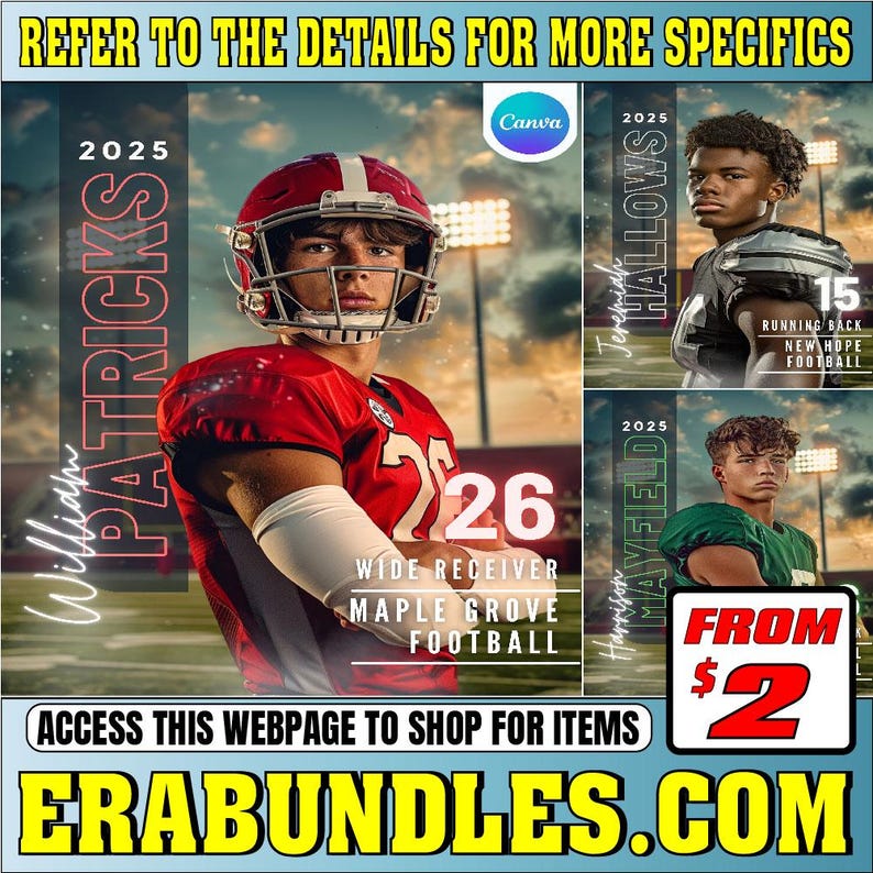 Football Poster Canva Template Sports Background & Digital Backdrop for ...