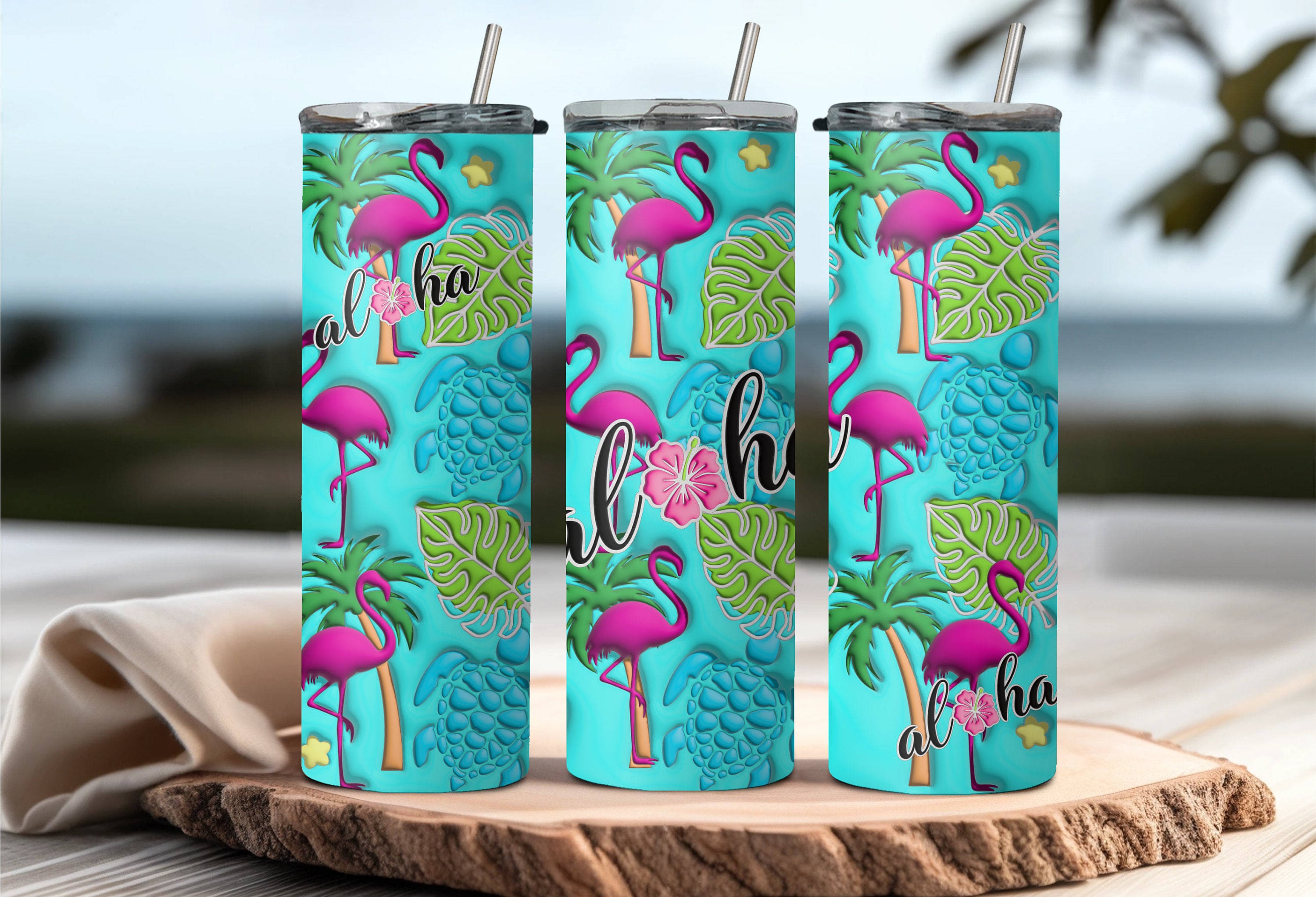 3D Puff Cup Wrap, Flamingo Cup Wrap, Sublimation Puff Wrap, Sublimation ...