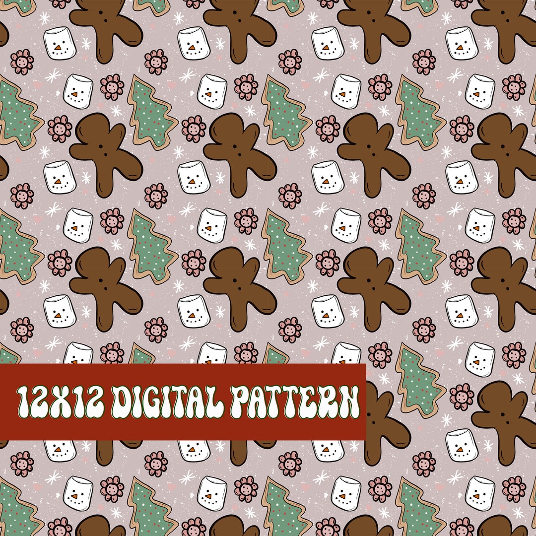 Gingerbread Man Digital Patterns, Seamless Pattern, Christmas Digital ...