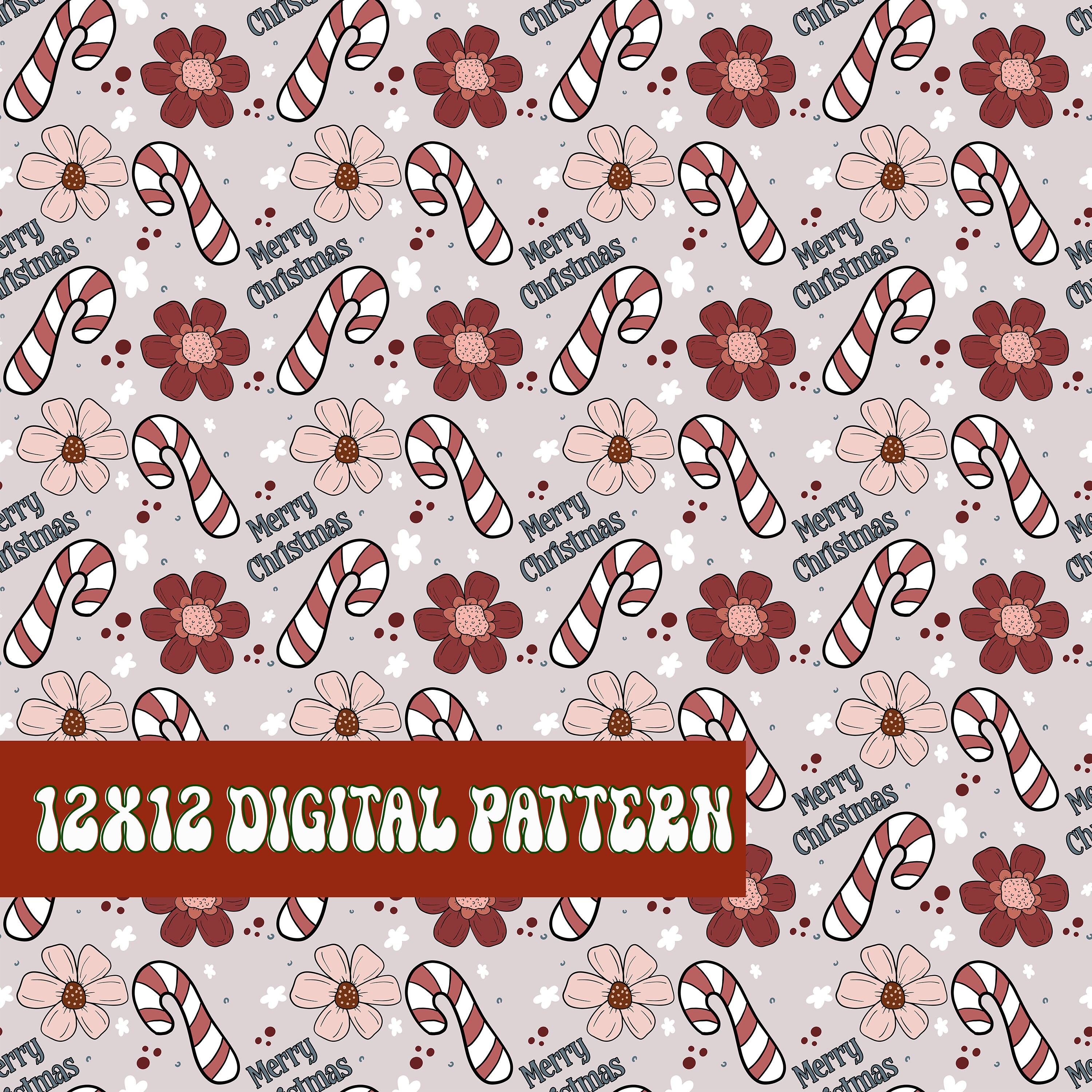Candy Cane Digital Patterns, Seamless Pattern, Christmas Digital Paper ...