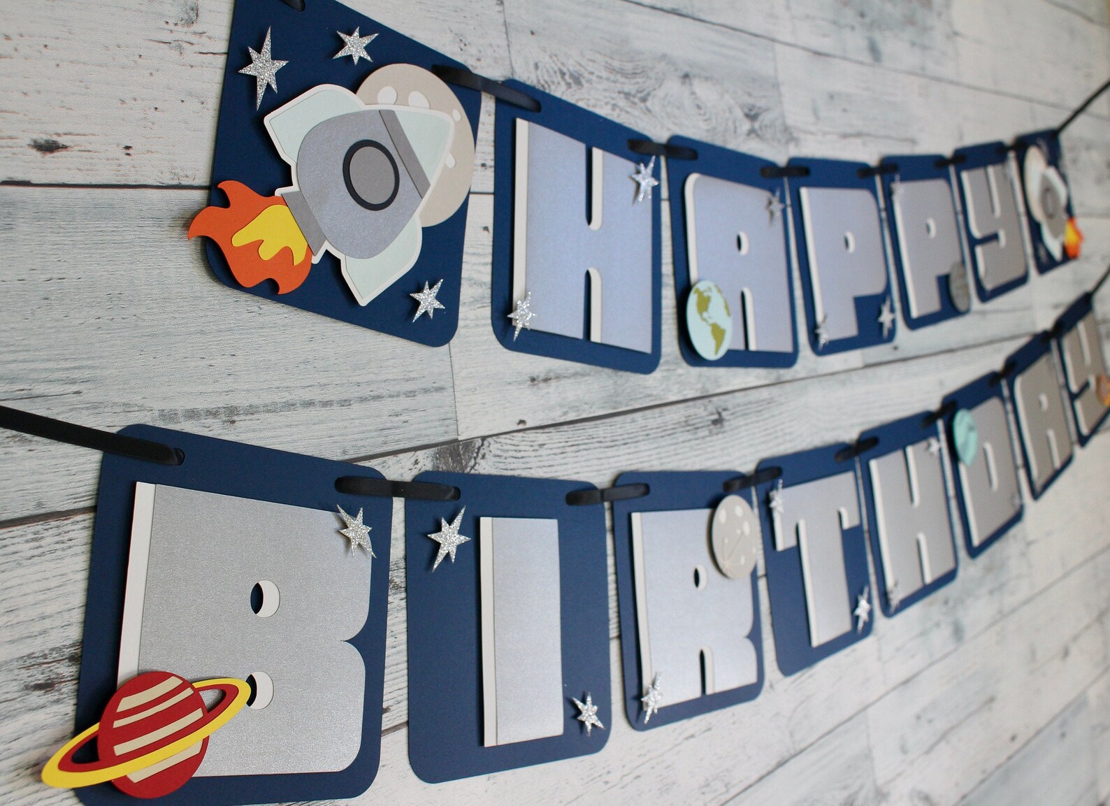 Space Theme Birthday Banner Rocket Ship Moon Solar System | Etsy