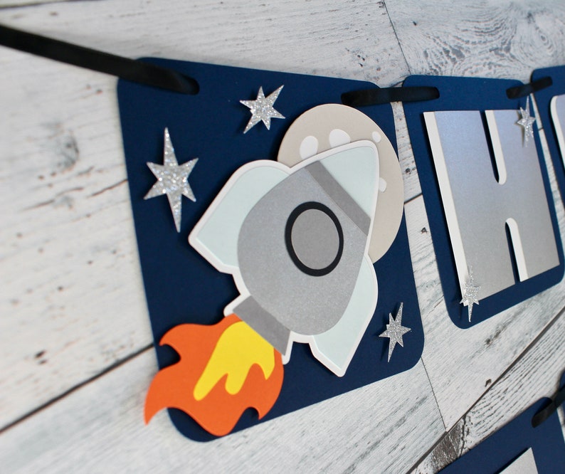 Space Theme Birthday Banner Rocket Ship Moon Solar System | Etsy