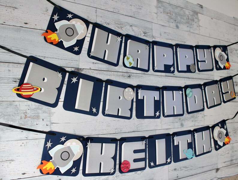 Space Theme Birthday Banner Rocket Ship Moon Solar System | Etsy