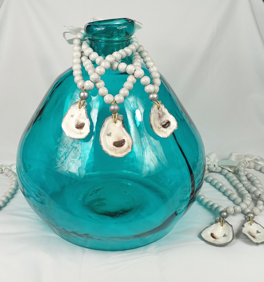 Coastal Blessing Beads-silver Oyster Shell With Handpainted Heart, Faux ...