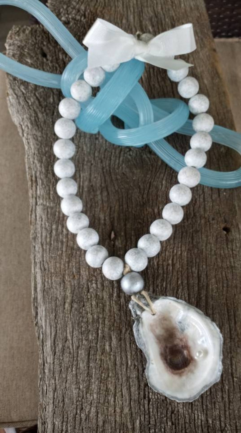 Coastal Blessing Beads-silver Oyster Shell With Handpainted Heart, Faux ...