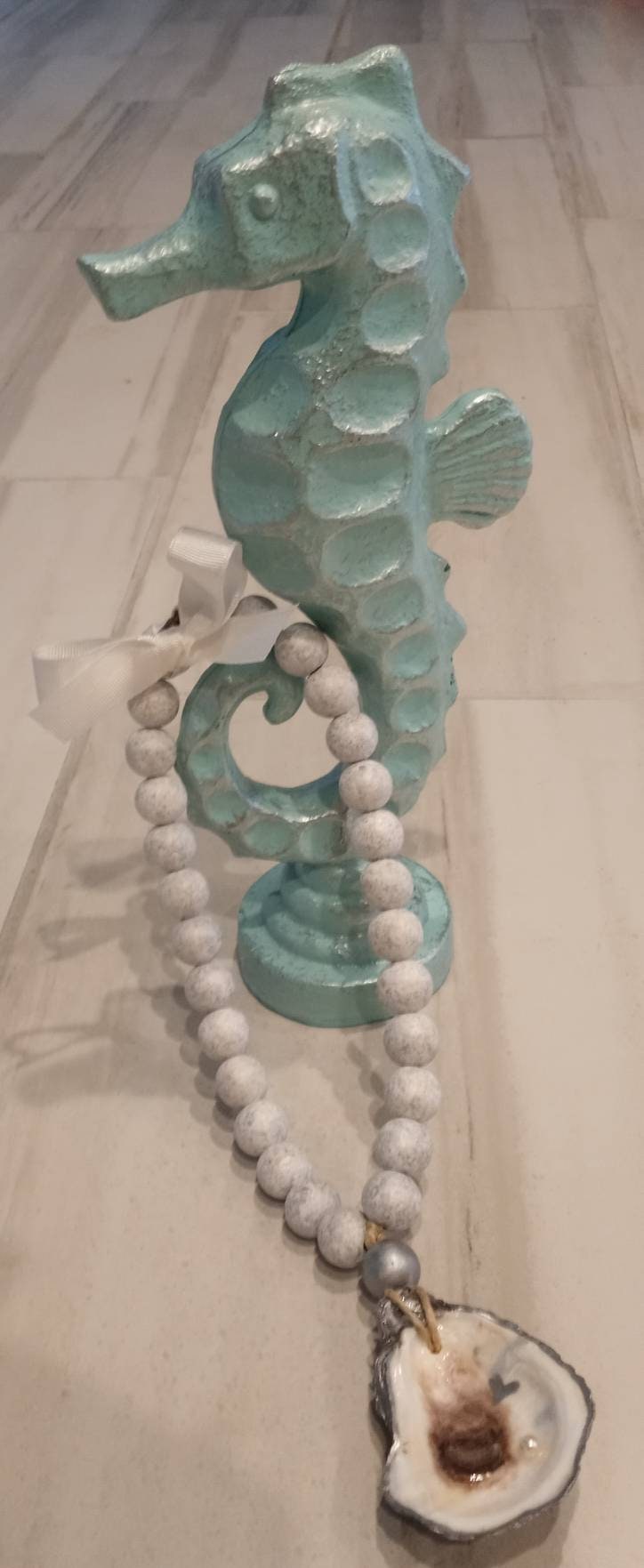 Coastal Blessing Beads-silver Oyster Shell With Handpainted Heart, Faux ...