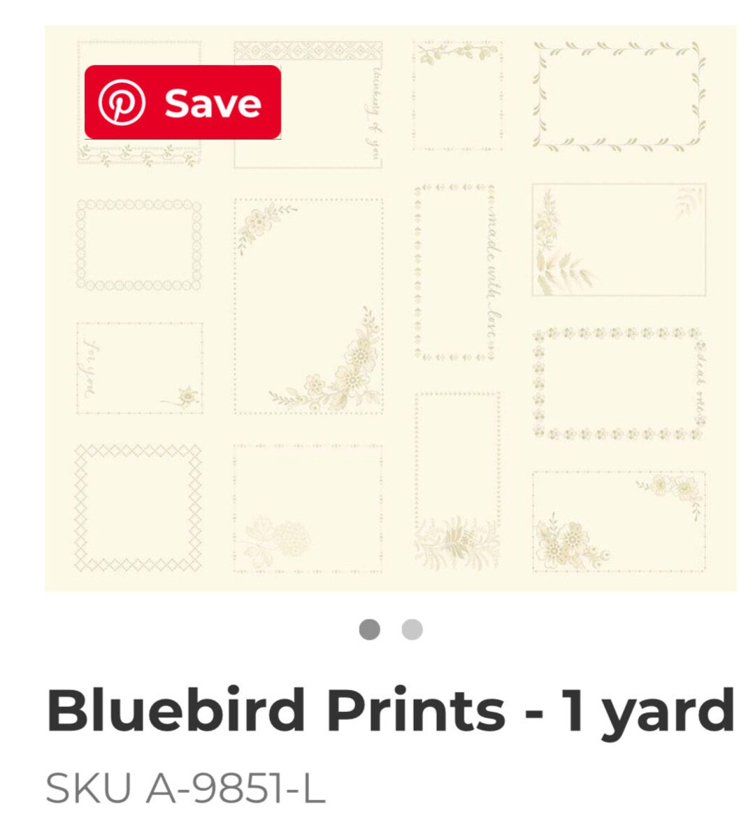 Laundry Basket Quilts Bluebird A-9851-L Cream; Pattern: Made With Love ...