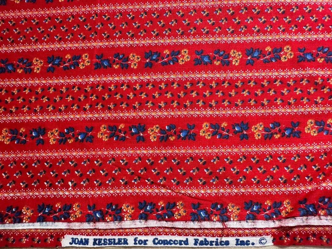 Red Floral Stripe by Joan Kessler for Concord Fabrics - Etsy