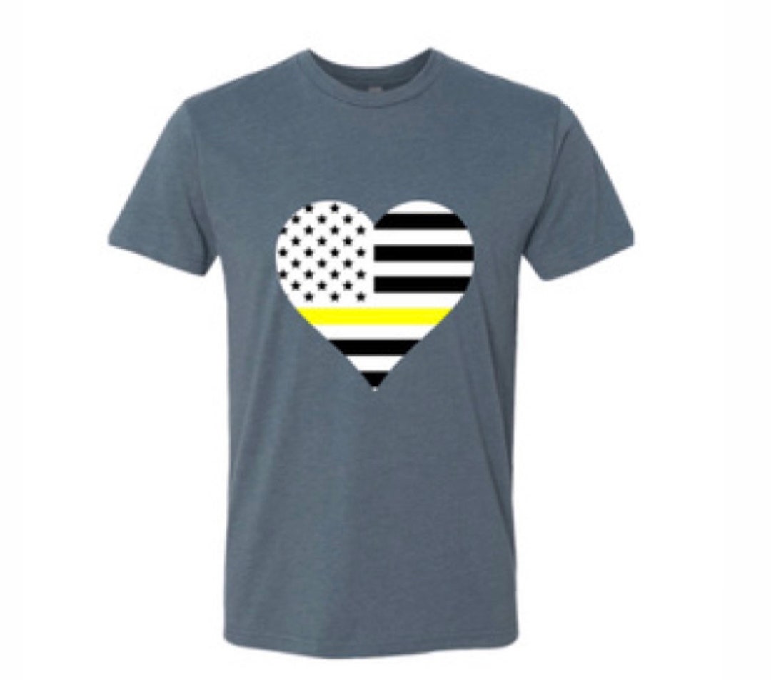 Thin Yellow Line Heart Crew Neck - Etsy