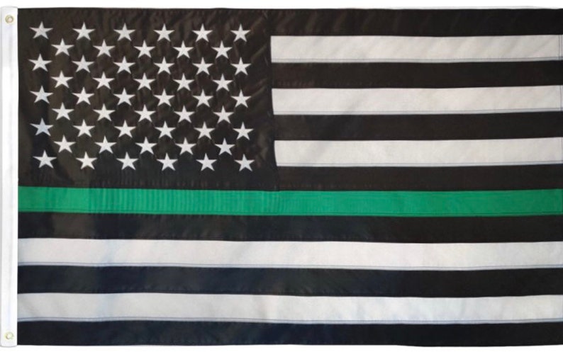 Embroidered Thin Green Line Flag - Etsy